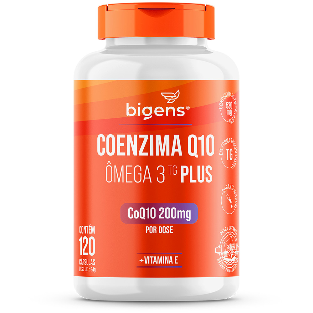 BIGENS COENZIMA Q10 200MG + ÔMEGA 3 TG PLUS VIT E 120 CAPS | Shopee Brasil