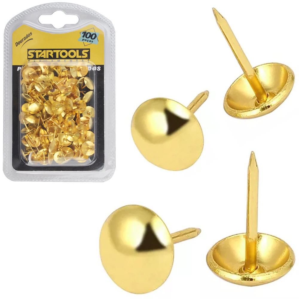 TACHINHA PERCEVEJO LATONADO DOURADO COM 100 PECAS 11X10MM | Shopee Brasil