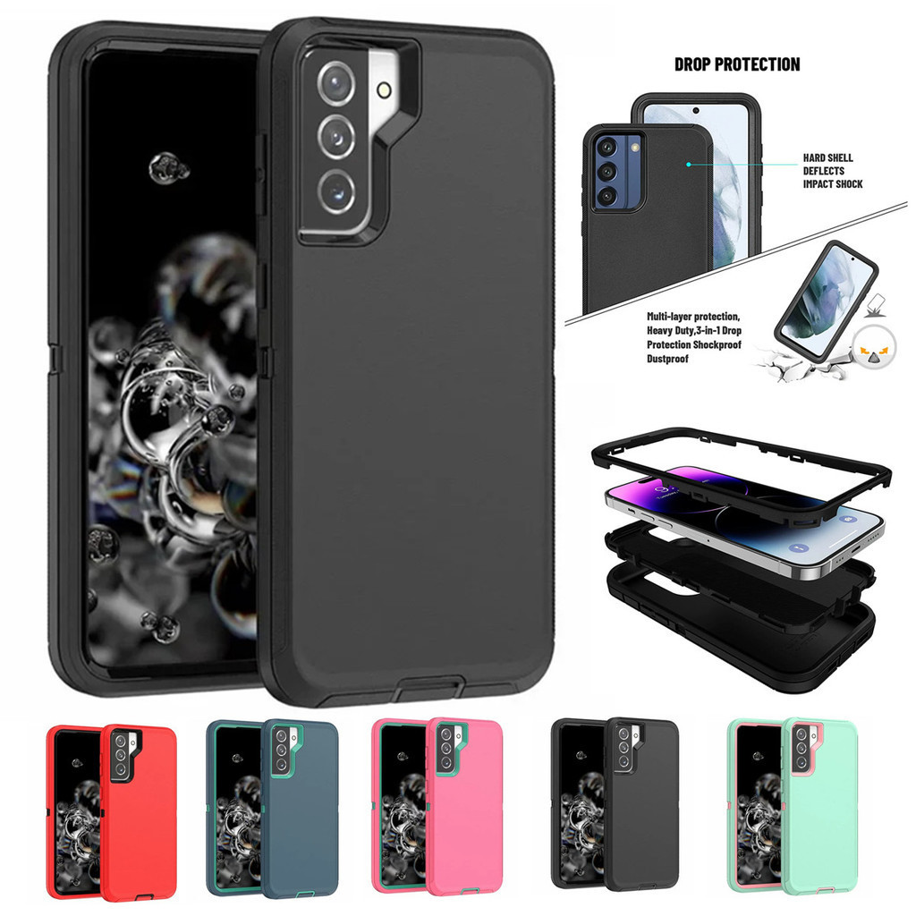 Capa De Luxo Armadura 3 Em 1 Para Samsung Galaxy S20 S21 S22 S23 S24 Plus Ultra S9 S10 S21FE ...