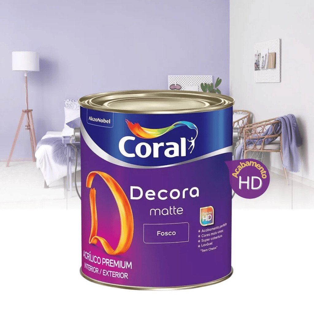Tinta Acrílica Parede Fosca Premium Decora Matte 3,2lt Interna/Externa ...