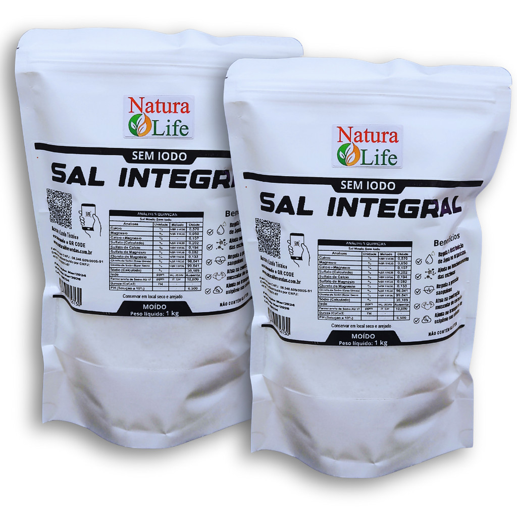 Sal Marinho Integral Zero Iodo 2 kg Salinas Mossoró Moído NL | Shopee ...