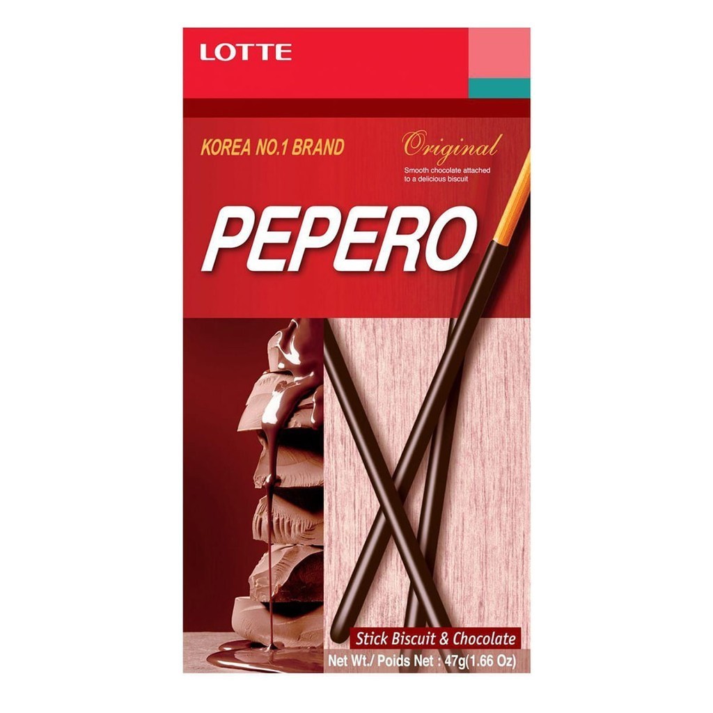 Biscoito Coreano Asiatico Pepero de Chocolate Original 47g | Shopee Brasil