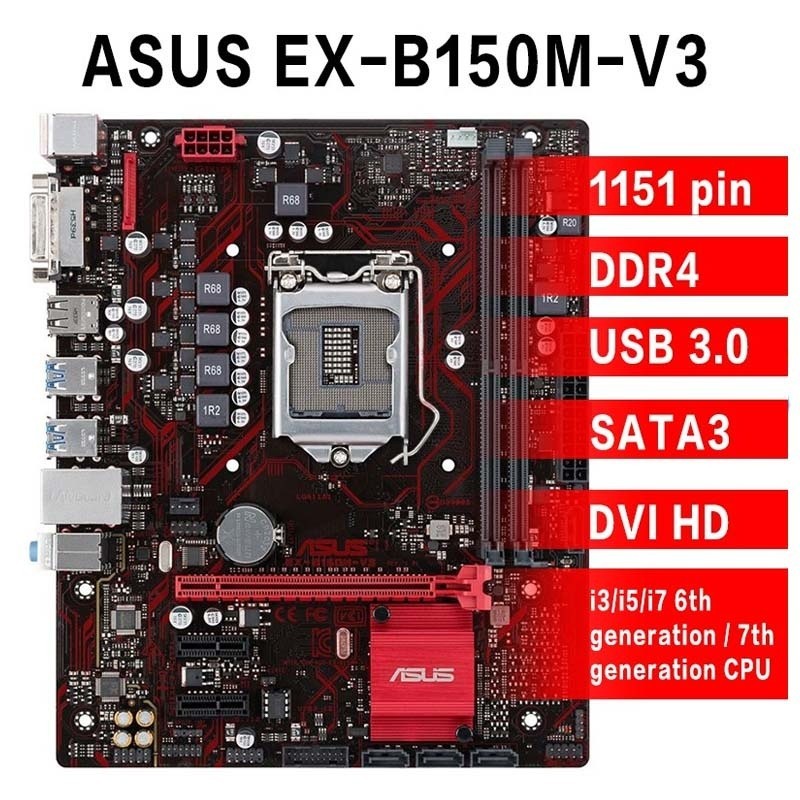 Placa Mãe Original Usada ASUS EX-B150M-V3/B250M-V5 B150 LGA 1151 DDR4 Core i7 i5 i3 32G USB3.0 ...