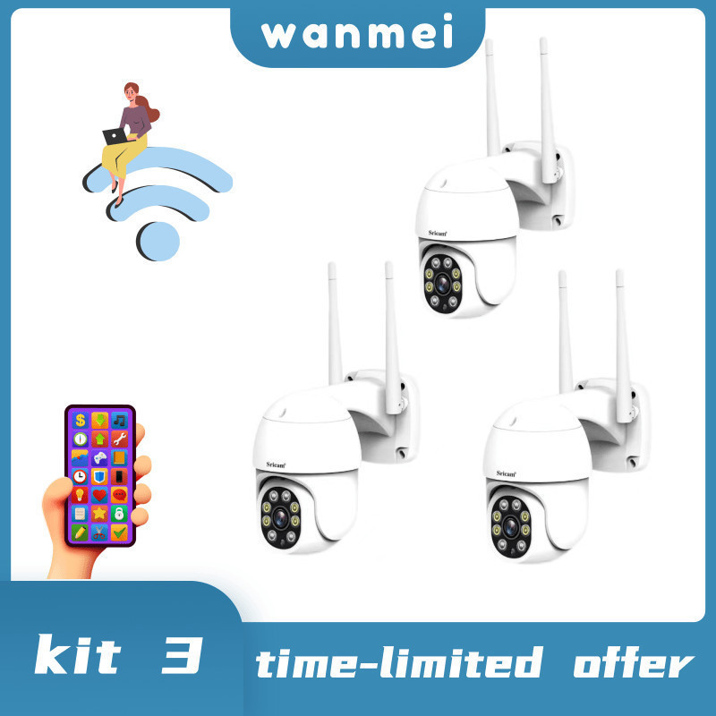 Kit 3 2024 Novo 360 ° Câmera IP Sem Fio , HD 4k 1080P IR Night Vision À ...