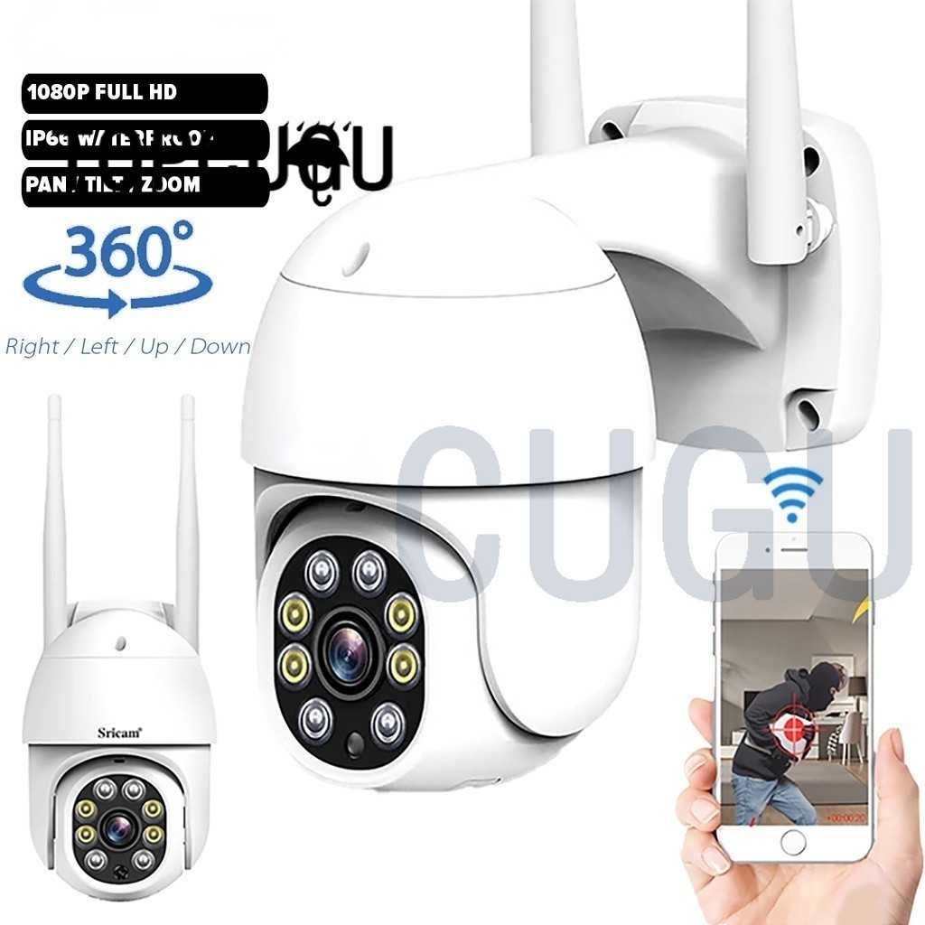 TOPCUGU Câmera De Segurança IP À Prova D'água WiFi 360 Graus 1080P FHD ...