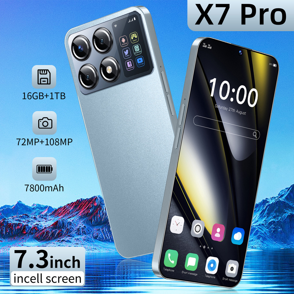 2025 X7 Pro Smartphone 7.3'Tela Cheia 4G/5G Telefone Celular 16TB + 1TB 7800mAh Telefones ...