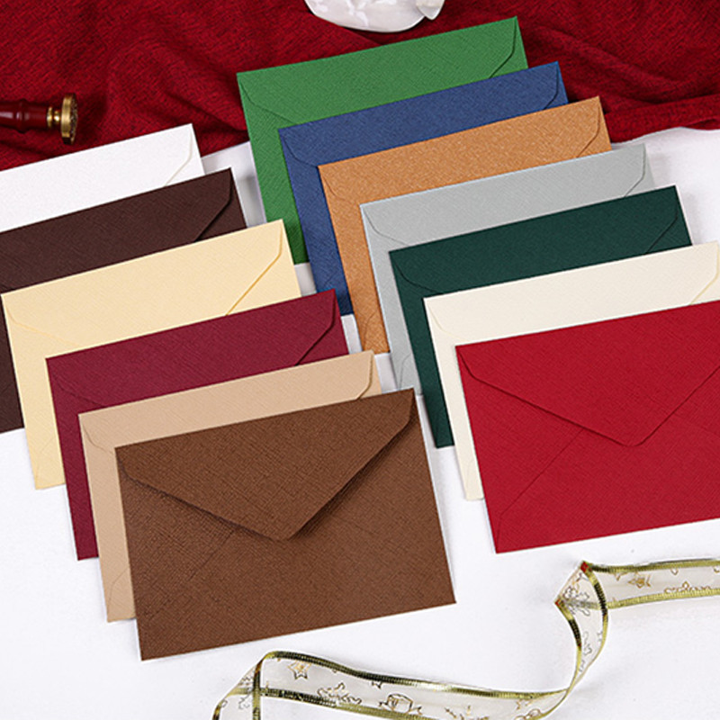 5 Pcs Retro Puro Linho Colorido Envelopes De Papel Texturizado ...