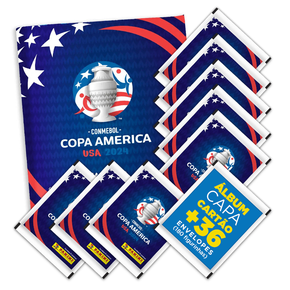 Conmebol Copa América 2024 - Álbum Capa Cartão 36 envelopes (180 ...
