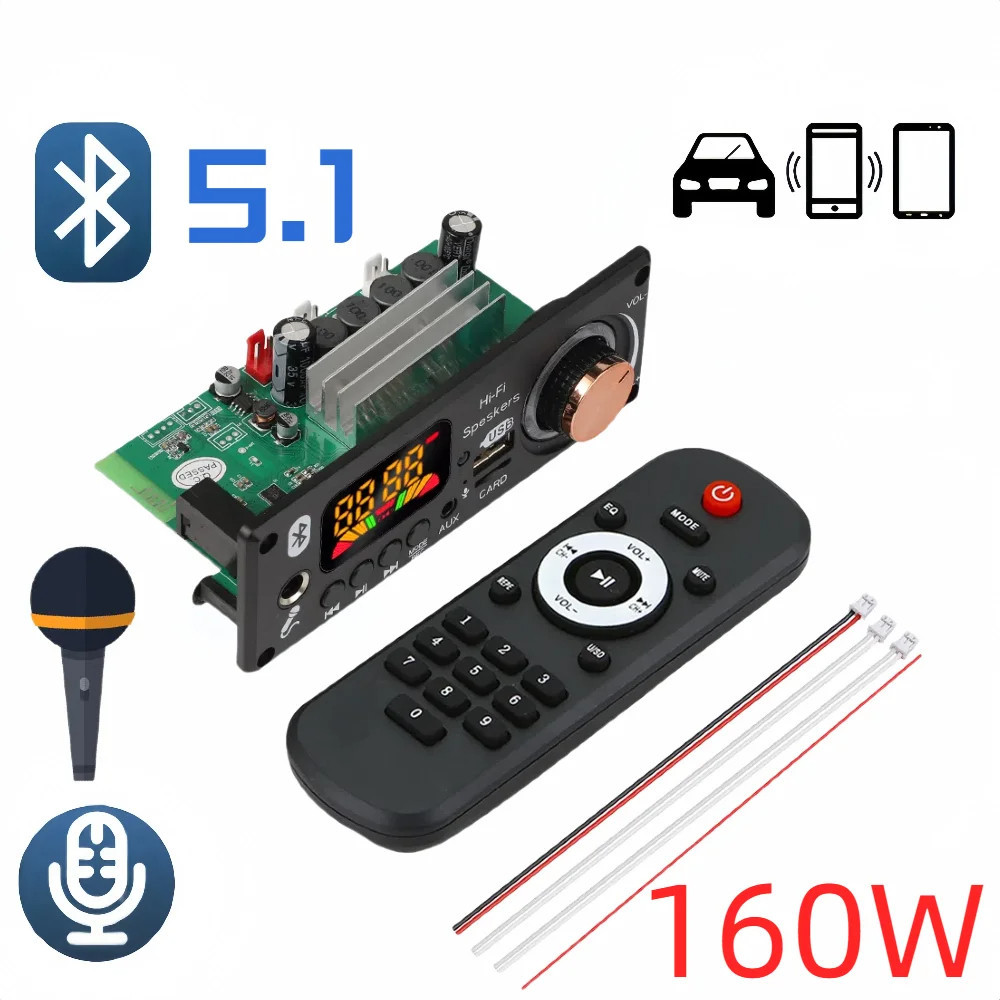 Placa Decodificadora MP3 Bluetooth 5.1 MP3 De 2 * 80W Amplificador De ...