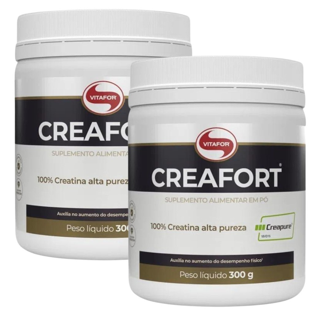Kit 2X Creatina Creafort 100% Creapure Vitafor Monohidratada 200 Doses Suplemento 300g Pré ...