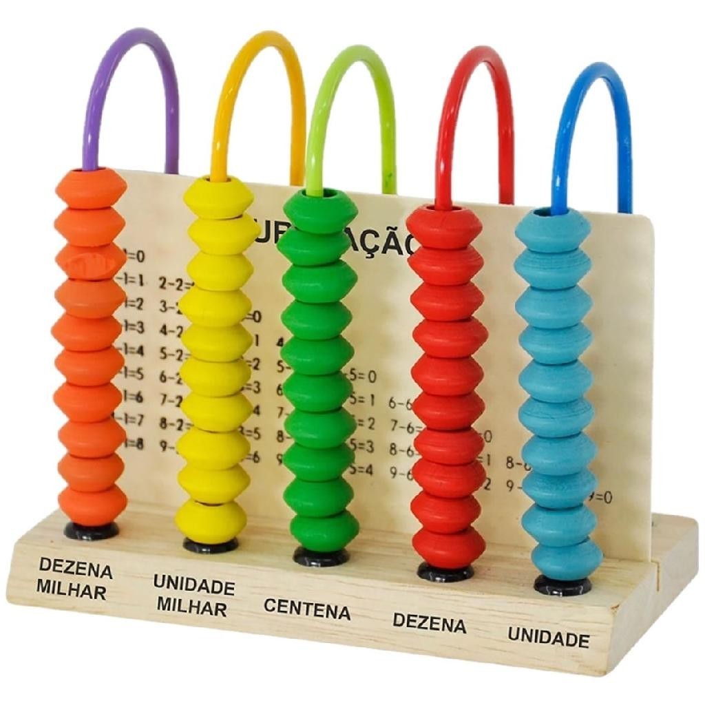 Abaco Escolar Madeira 05 Colunas Contandor Aprendizado | Shopee Brasil