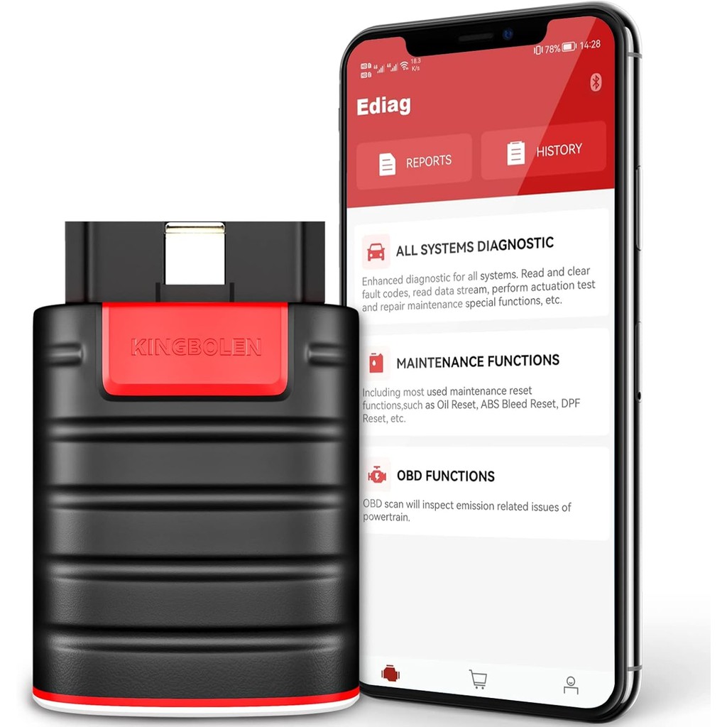Ediag OBD2 Scanner Bluetooth, Bidirectional ECU Diagnostic Tool ...