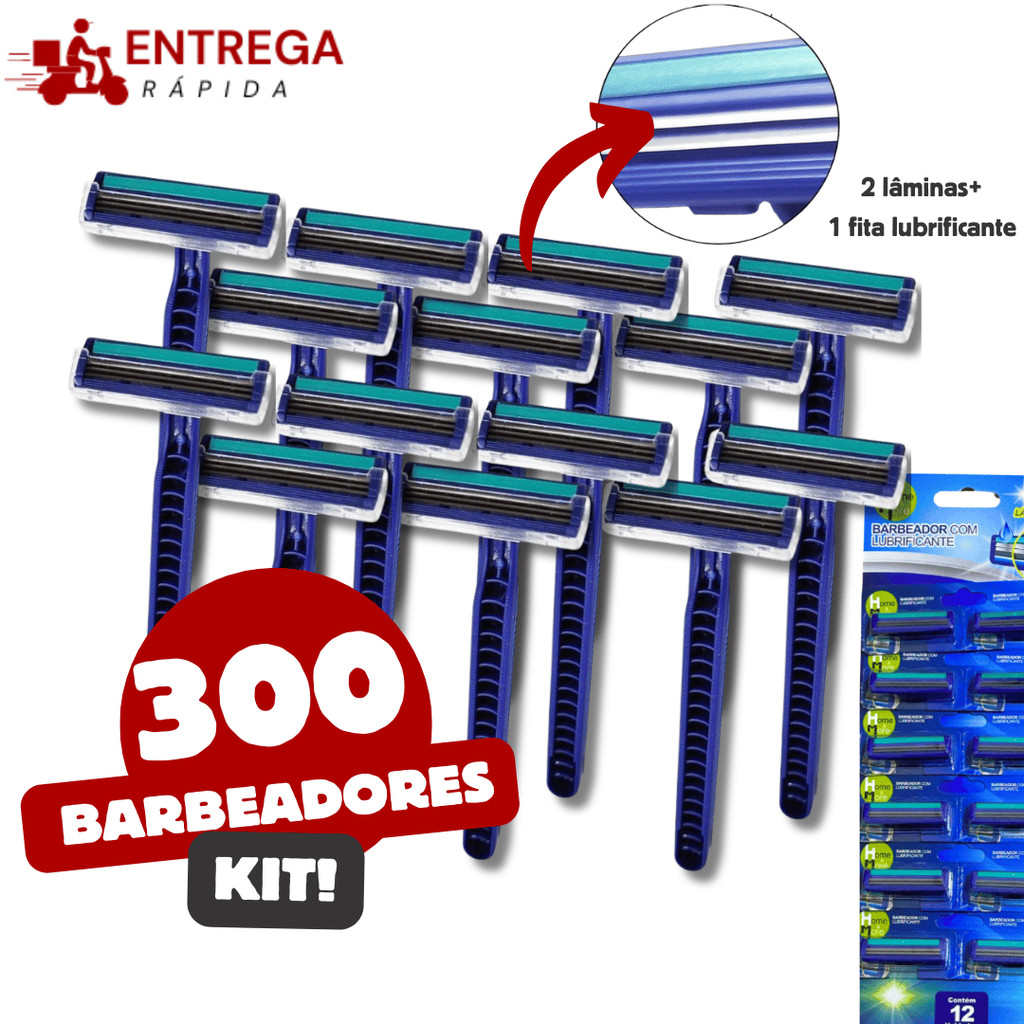 Kit 300 Barbeador Prestobarba Descartável de Alta Precisão Aparelhos de Barbear com 2 Lâminas e ...