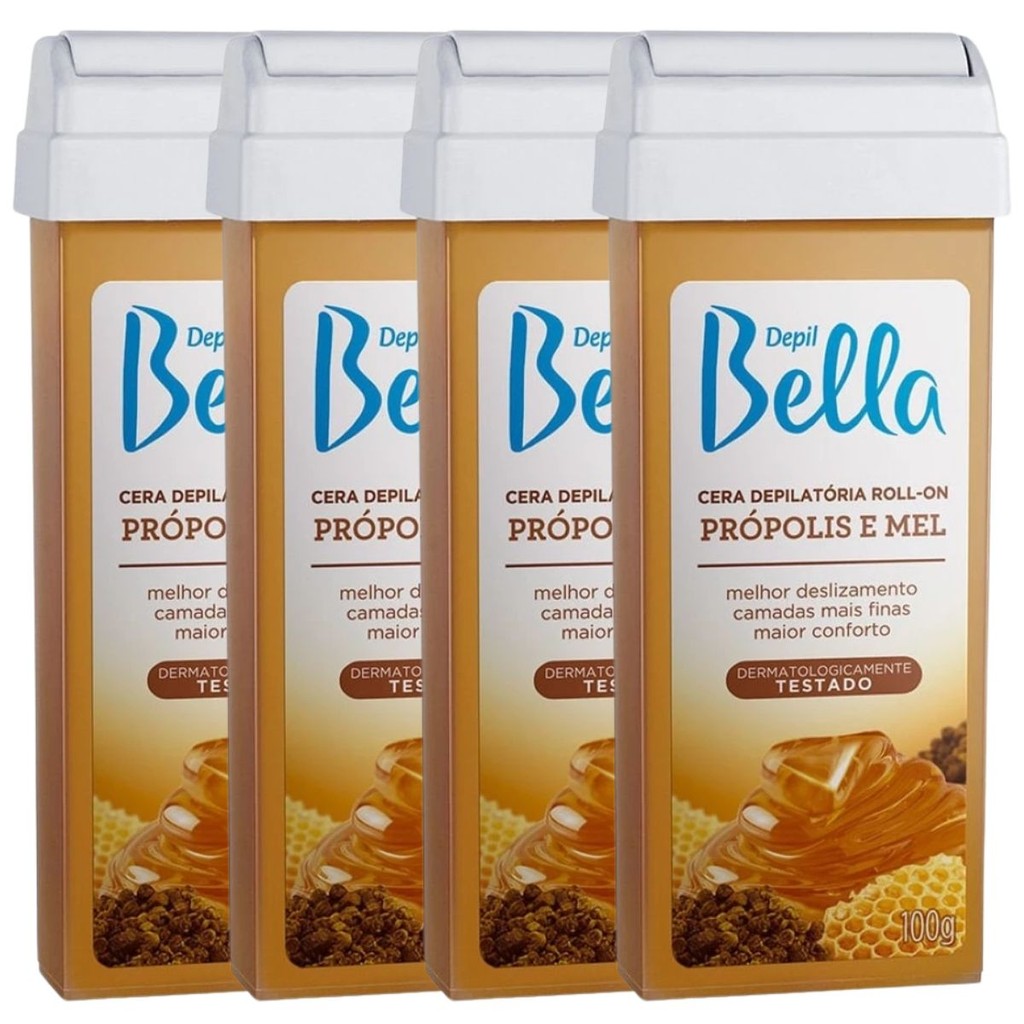 Kit 4 Cera Depilatória Roll-on Refil Própolis e Mel 100g - Depil Bella ...