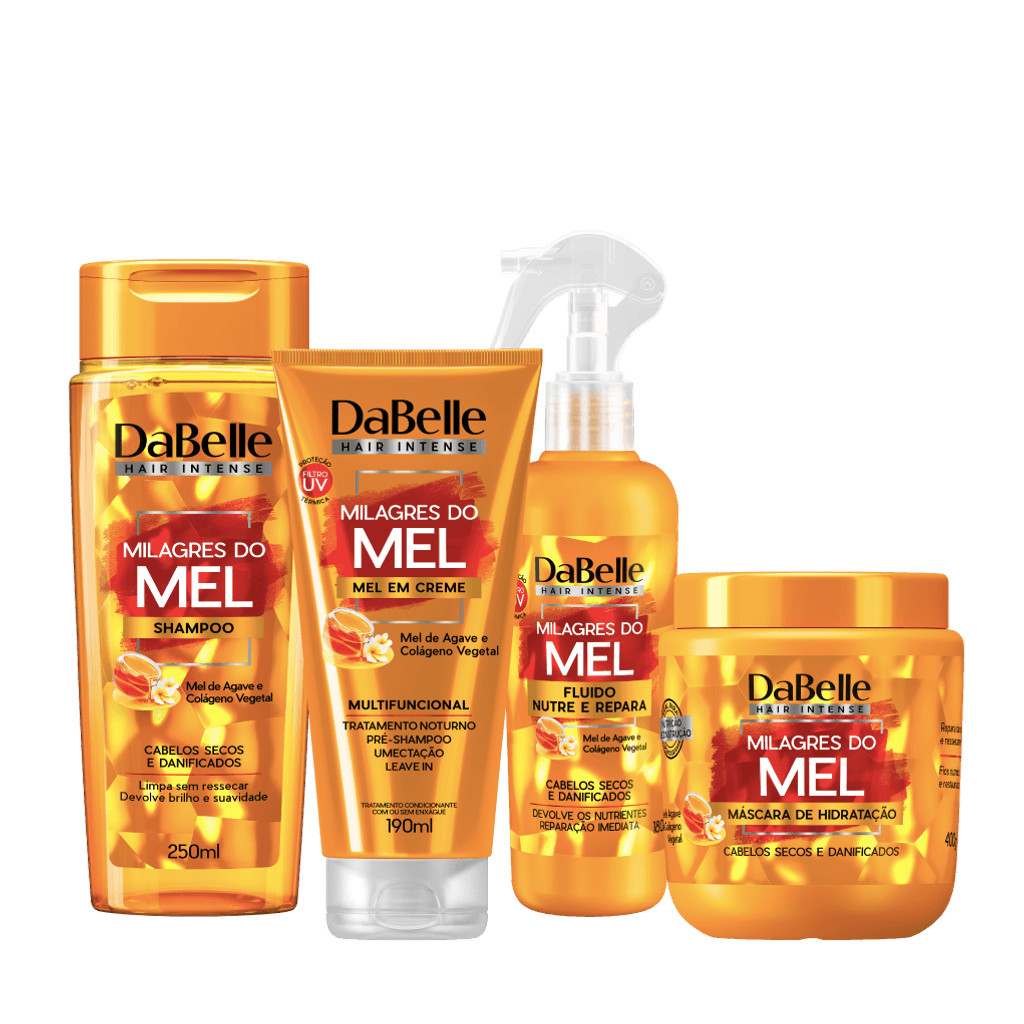 Kit DaBelle Hair Intense Milagres do Mel - Shampoo + Mel em creme + Máscara + Fluído - (4 itens ...
