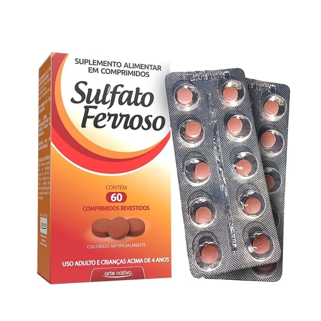 Sulfato Ferroso em Comprimido Arte Nativa 60 Comprimidos | Shopee Brasil