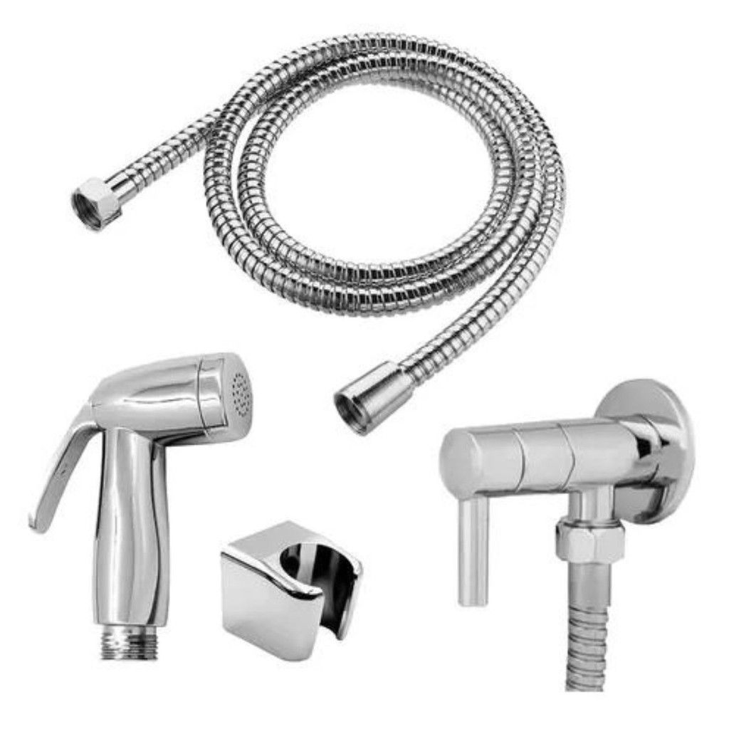 Kit Ducha Higiênica Metal Cromada ou Branca Banheiro ABS 1/4 Volta ...