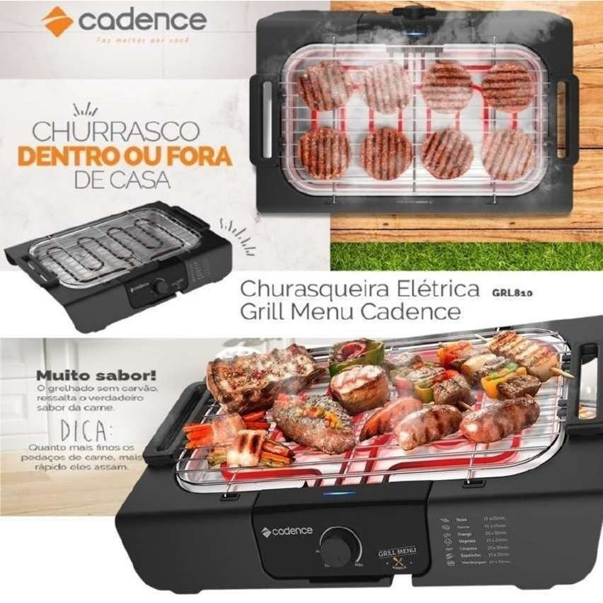 Churrasqueira Elétrica Grill Menu Cadence 127V 1800w GRL810 | Shopee Brasil