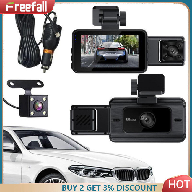 FreeFall Câmera Dash Cam De 3 Canais Para Carro , 1080P Embutida Na ...