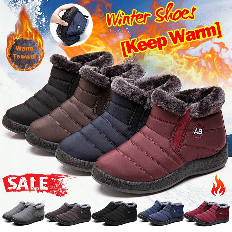 Mulheres Botas De Neve Impermeável Femininas Inverno De Pelúcia Ankle ...