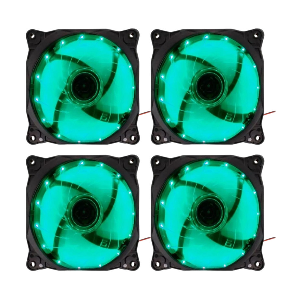 Kit 4 Fan Cooler Gamer Led Verde 120x120mm | Shopee Brasil