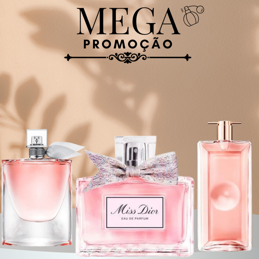 Conjuto 3 Perfumes Feminino, La Vie, Miss Dior, Idôle, envio imediato ...