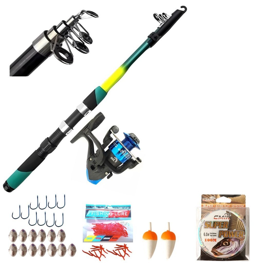 Kit Pesca Completo Vara De Pescar Molinete Linha Maleta | Shopee Brasil