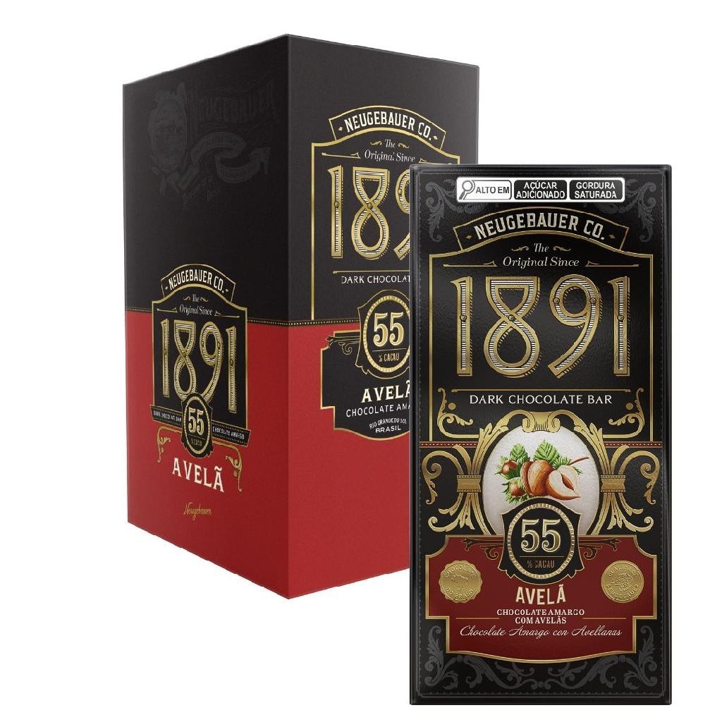Chocolate em Barra Neugebauer 1891 55% Cacau Avelã 90g Display C/10 Unidades | Shopee Brasil