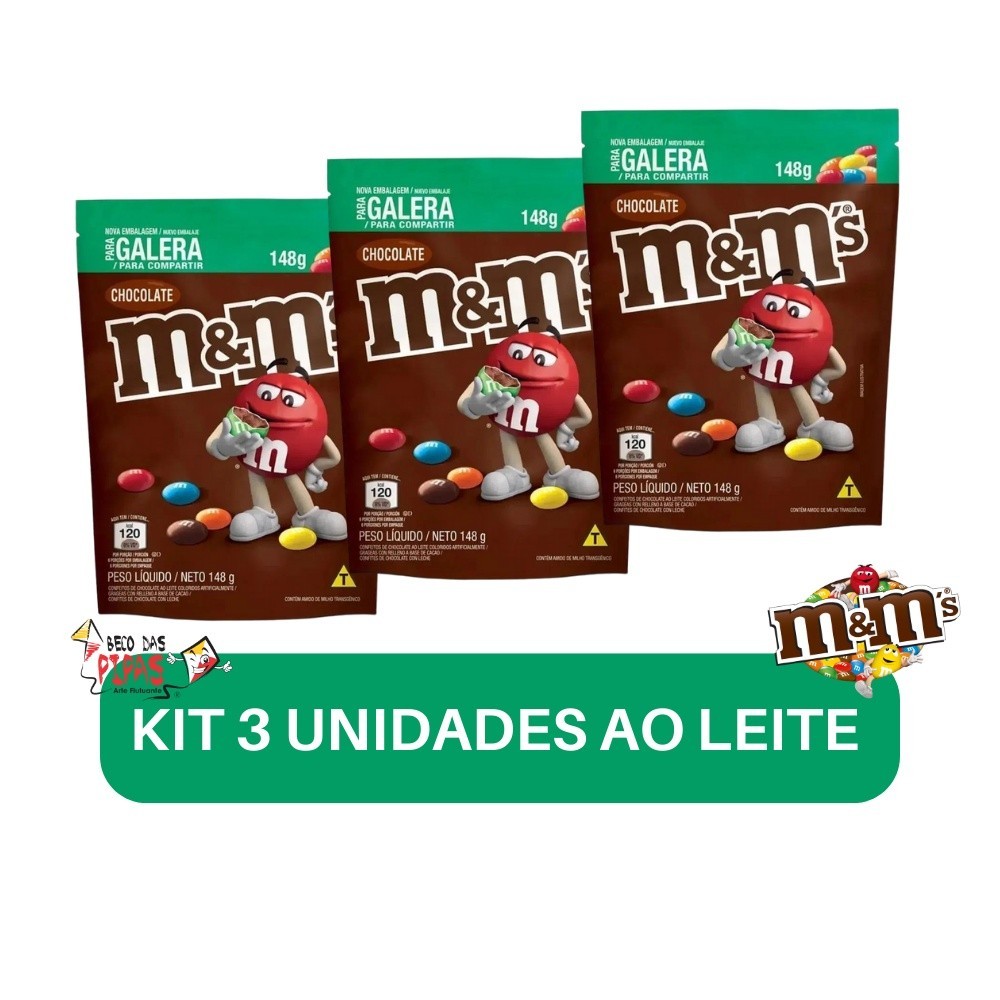 Kit 3 Mms Ao Leite 148g Mars | Shopee Brasil