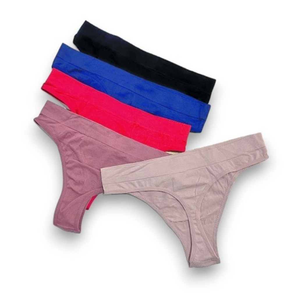 Kit 5 Calcinhas Feminina Fio Dental de Microfibra Confortável Premium ...