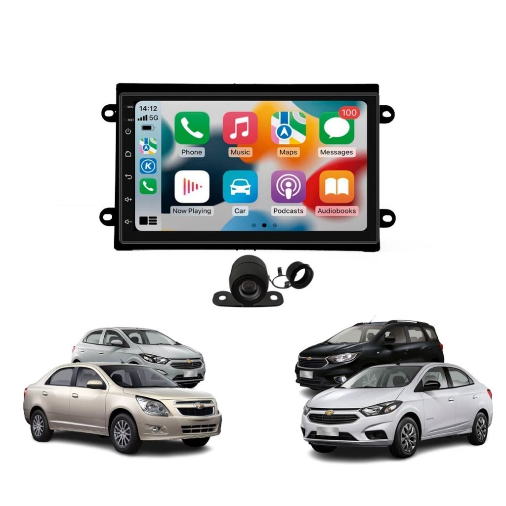 Central Multimídia MP5 Carplay Sem Fio Android 12 BT Touch Câmera Ré GM Onix Prisma Cobalt 2 DIN ...