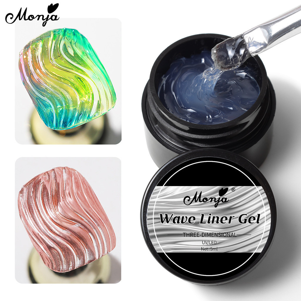 Monja 3D 8ml Wave Liner Gel Sem Wipe Moldagem UV Polimento Escultura ...