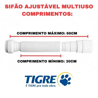 Kit Lavatório Sifão Tigre 70cm + Válvula Pia Lavatório/Tanque PVC ...