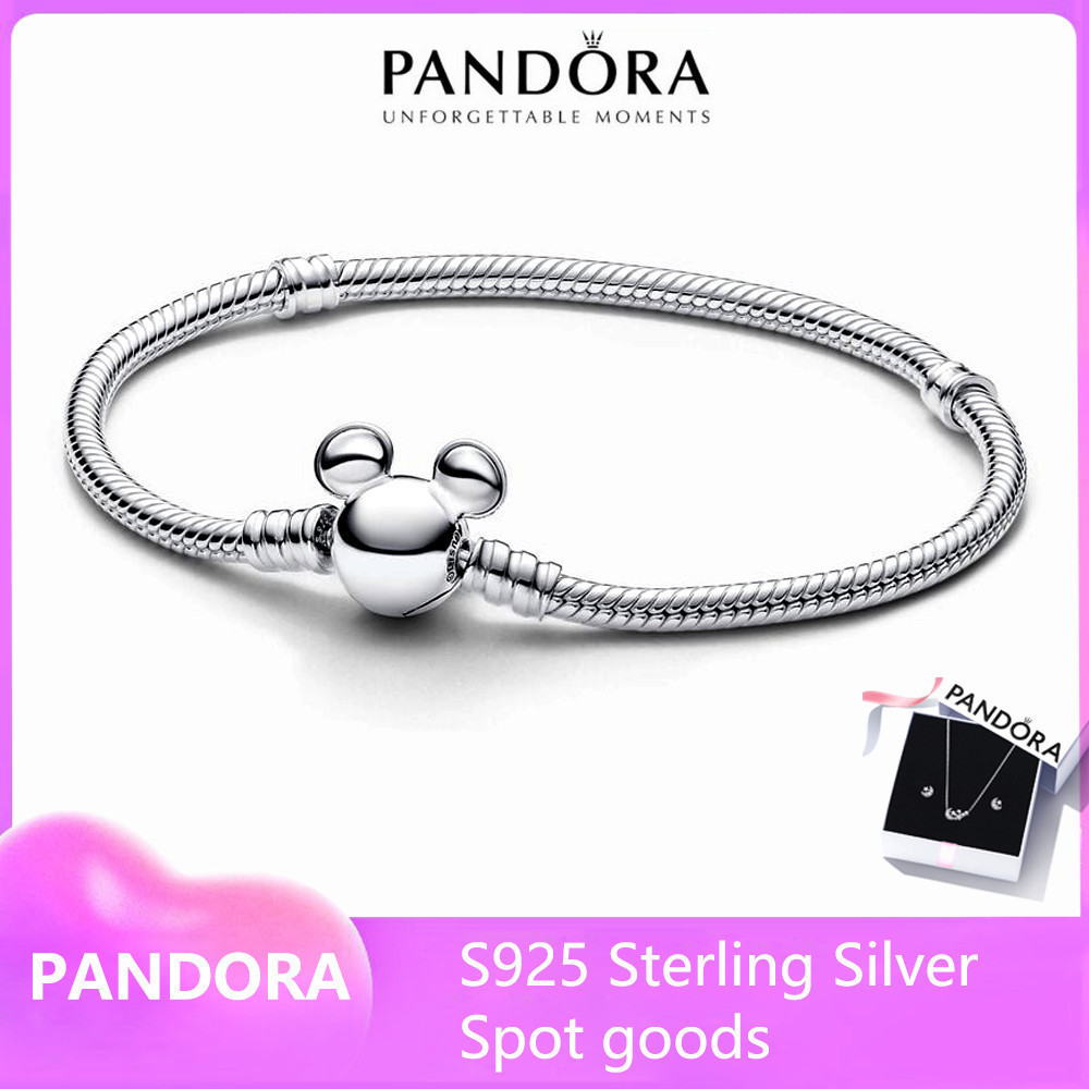 Pandora em Prata Esterlina S925 100% Original [ 593061 C c00] Pulseira de Corrente do Mickey ...