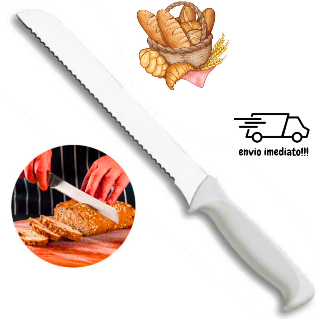 Faca para Cortar Pão Inox 27CM com 6'' polegadas Profissional casa ...
