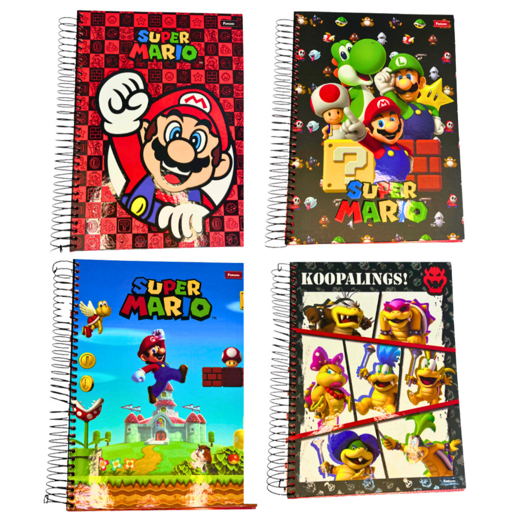Caderno 10 matérias 200 Folhas Super Mario Bros Unidade - Foroni ...