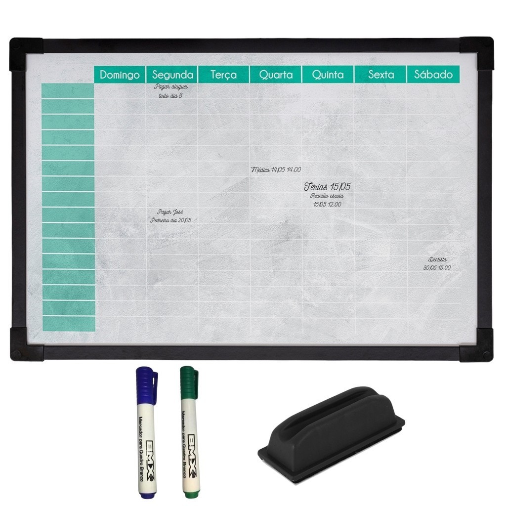 Quadro Lousa 90x60Cm Planner Planejamento Metas Objetivos Anotações ...