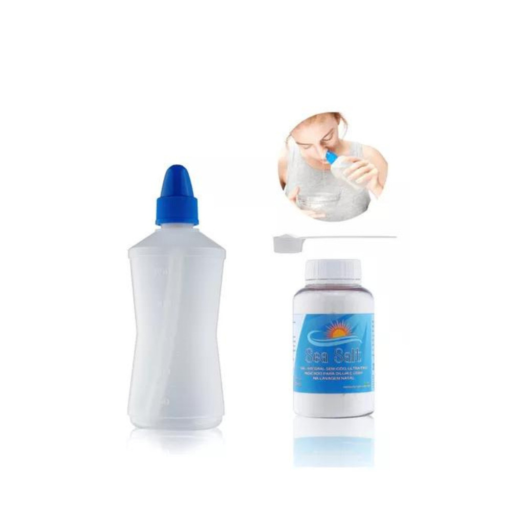 Frasco Para Lavagem Nasal 250ml + Soro Limpeza Nariz 100g | Shopee Brasil