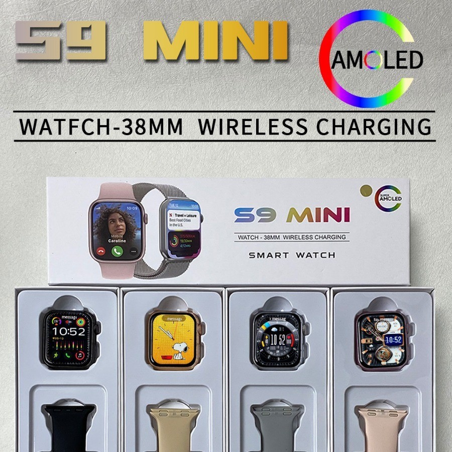 Original S9 Mini Smartwatch Relógio Inteligente AMOLED Screen Watch 9 ...