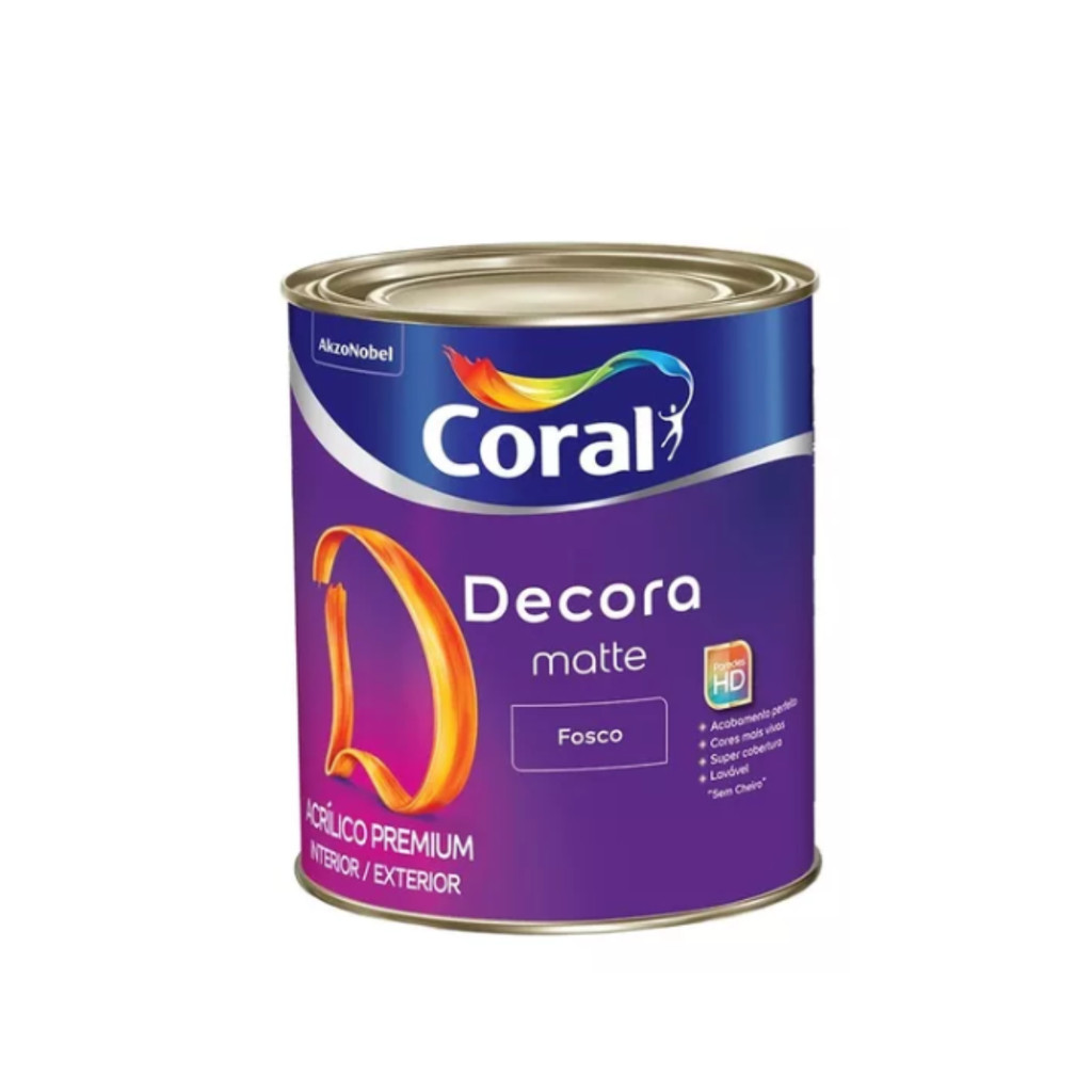 Tinta Acrílica Premium Coral Decora Matte FO 800ML Cores | Shopee Brasil