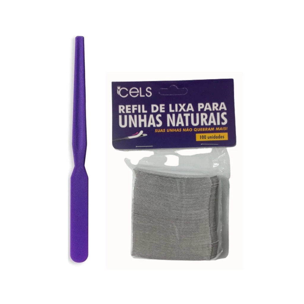 1 Base Lixa + 100 Unidades de Refil Lixas Para Unhas Naturais - Cels ...