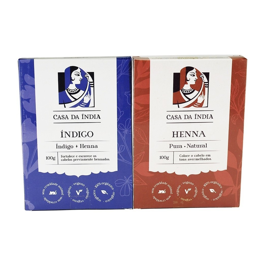 CASA DA INDIA KIT HENNA 100%NATURAL + INDIGO | Shopee Brasil