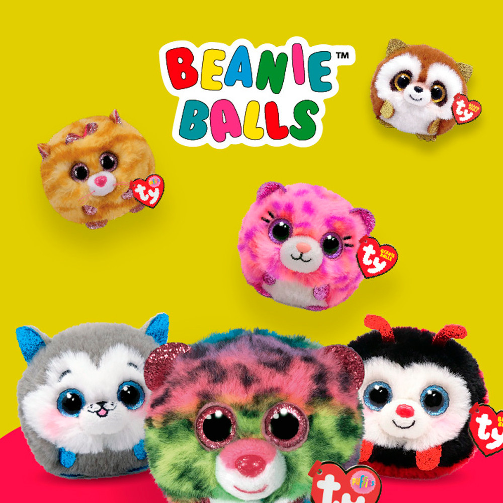 Boneco De Pelúcia Colecionável TY Beanie Balls Puff Olhos Grandes 8cm ...