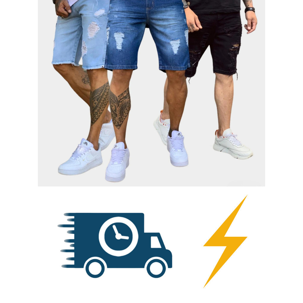 KIT bermuda jeans masculina 3 Peças - Confortavéis - short Jeans ...