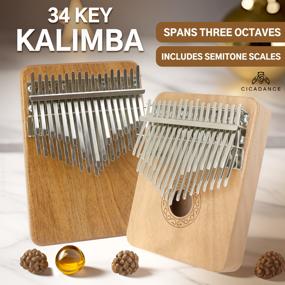 Kalimba de 34 teclas Teclas duplas Ampla gama de tons Cromática Tocar ...