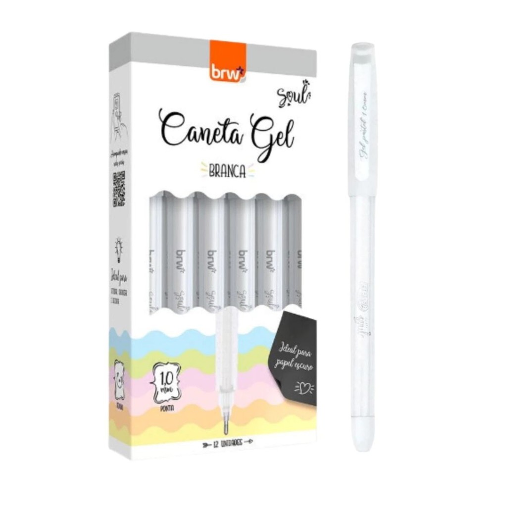 Kit com 12 Caneta Gel Branca 1.0mm | Shopee Brasil