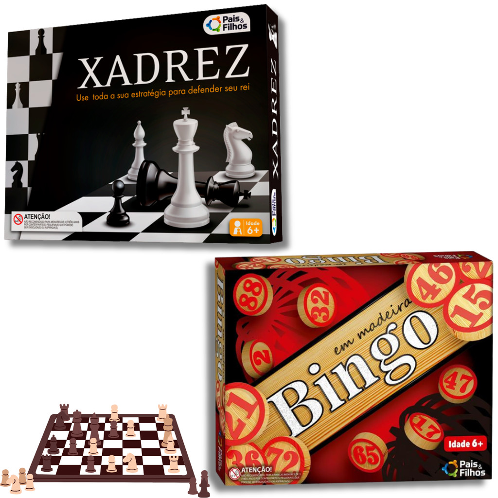 Jogos Xadrez E Bingo Kit 2 Jogo Tabuleiro Educativo Presente | Shopee ...