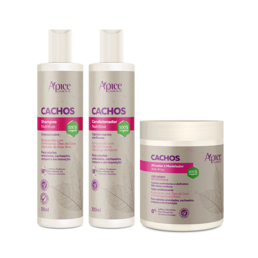 Kit Cachos Shampoo, Condicionador e Ativador Apse | Shopee Brasil