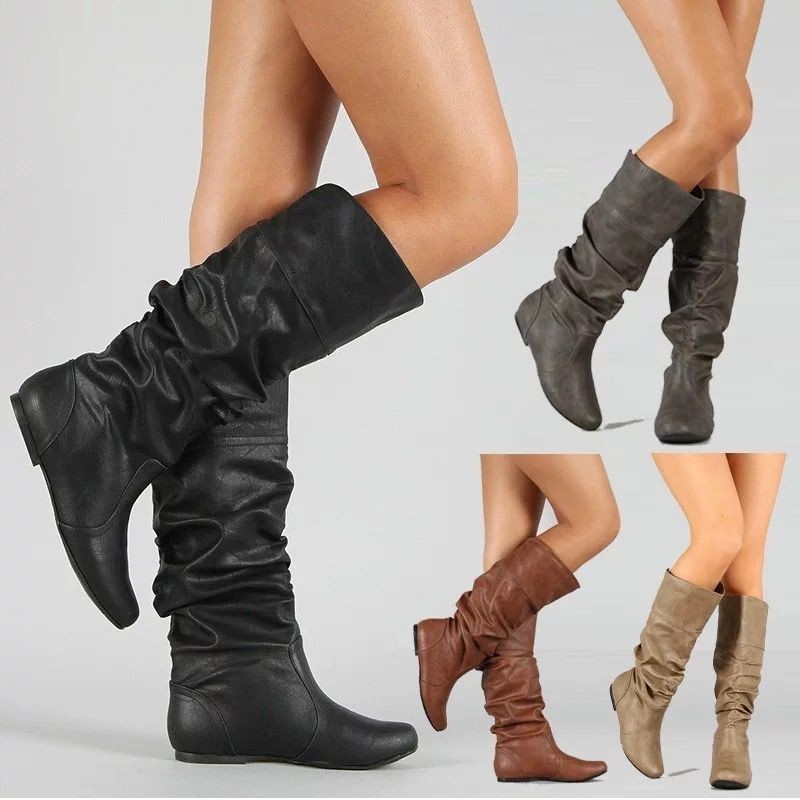 Bota de couro plus size feminina 2020 Bota feminina feminina bota ...