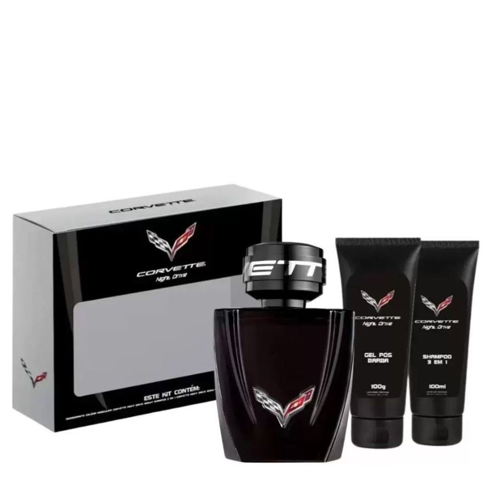 Kit Corvette Night Drive (Perfume 100ml + Pós Barba 100ml + Shampoo ...